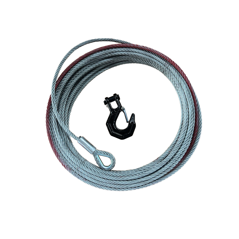 3/8”× 82‘ Steel Cable with Hook | Warrior Winches