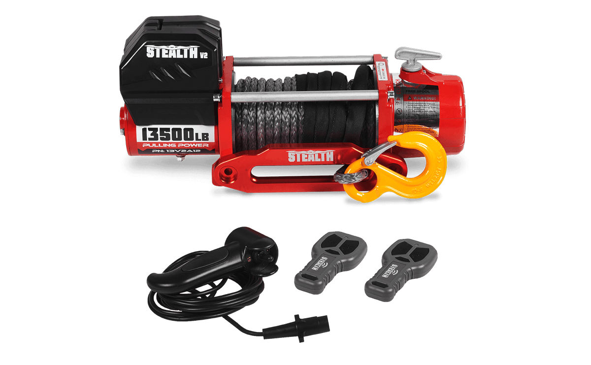 Stealth 13,500lb 12v Electric Winch - Synthetic Rope | Warrior Winches