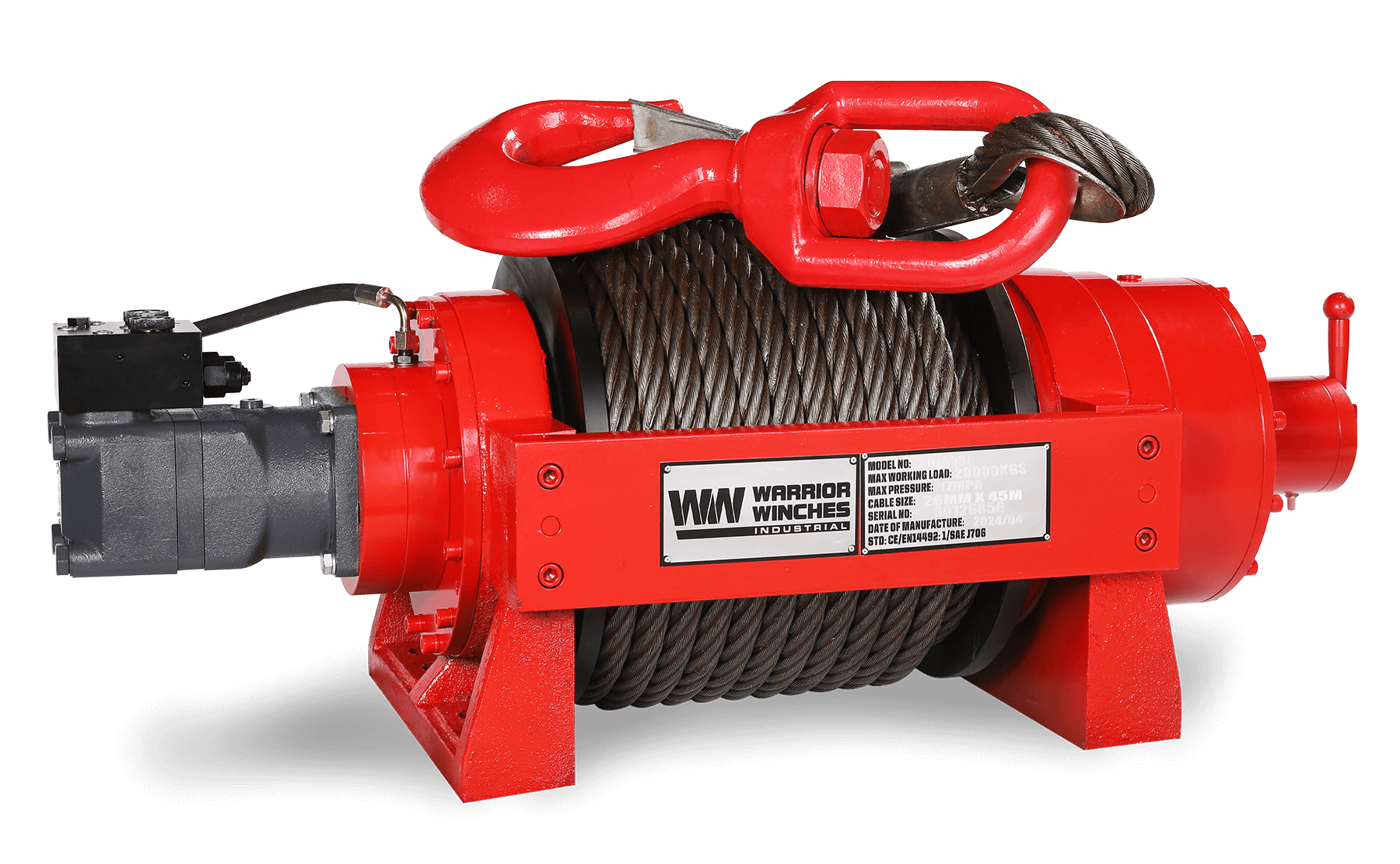 Warrior 20JR Industrial 44,000lbs Hydraulic Winch | Warrior Winches